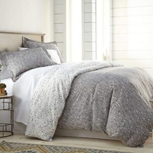 Botanical Leaves Collection - Premium Quality, Soft, Wrinkle, Fade, & Stain Resistant, Easy Care, Oversized Duvet Cover Set, King/California King, Grey