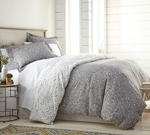 Botanical Leaves Collection - Premium Quality, Soft, Wrinkle, Fade, & Stain Resistant, Easy Care, Oversized Duvet Cover Set, King/California King, Grey