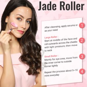 Deciniee Jade Roller and Gua Sha Set - Anti Aging Rose Quartz Face Massager for Eye, Neck - Natural Beauty Skin Care Tools Body Muscle Relaxing Relieve Wrinkles