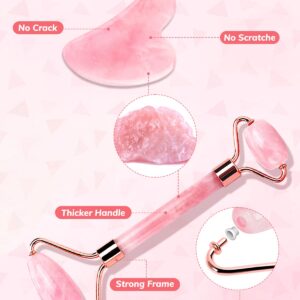 Deciniee Jade Roller and Gua Sha Set - Anti Aging Rose Quartz Face Massager for Eye, Neck - Natural Beauty Skin Care Tools Body Muscle Relaxing Relieve Wrinkles