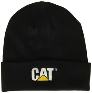 caterpillar men's trademark cuff beanie, black, os