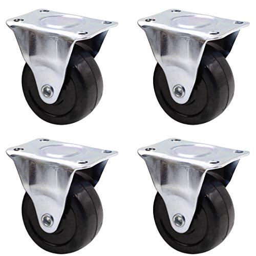 Luomorgo 4Pcs Casters Heavy Duty 2 inch Rubber Black Caster Wheels with Rigid Fixed Non-Swivel Top Plate for Furniture