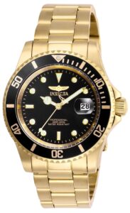 invicta men's pro diver quartz watch with stainless steel strap, gold, 20 (model: 26975)