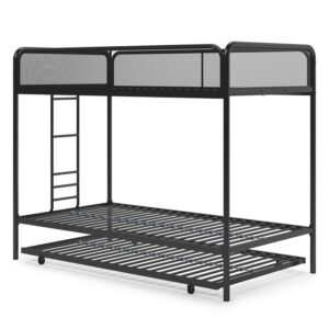 DHP Triple Metal Bunk Bed Frame, Black, Twin