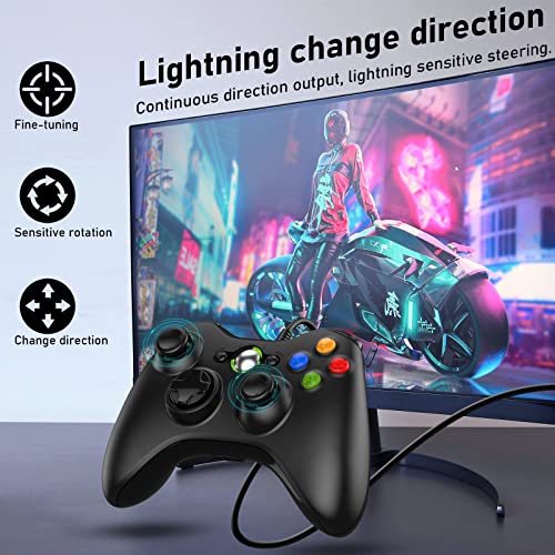 Etpark X-Box 360 Controller Wired, Gamepad Controller with Wired USB for Microsoft X-Box 360 & Slim Console and PC Windows XP/7/8/10, with Upgraded Joystick, Black