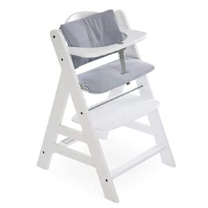 hauck highchair pad deluxe, removable washable padded seat cushion compatible with wooden alpha+ and beta+ model high chair, accessory only, grey