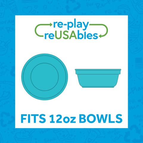 Re Play Made in USA 12 Oz. Reusable Plastic Bowls, Pack of 4 Without Lid - Dishwasher and Microwave Safe Bowls for Snacks and Everyday Dining - Toddler Bowl Set 5.75" x 5.75" x 2", True Blue