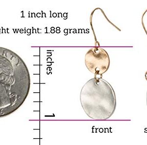 Tribal Gold, Silver and Copper or Rose Gold Mixed Metal Boho Chic Ethnic Vintage Hoop Circle Fishhook Dangle Earrings for Women and Girls Gift Jewelry Bohemian (2 Disc 2 Pack)