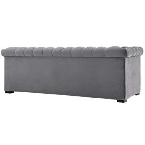 Modway EEI-3064 Heritage Tufted Performance Velvet Upholstered Chesterfield Sofa with Nailhead Trim in Gray