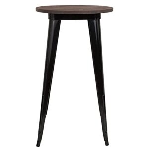 Flash Furniture James 24" Round Black Metal Indoor Bar Height Table with Walnut Rustic Wood Top