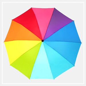 Rosavida Rainbow Folding Umbrella- 10 Ribs- Travel Umbrella Compact Windproof for Women Girls