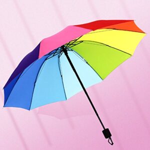 Rosavida Rainbow Folding Umbrella- 10 Ribs- Travel Umbrella Compact Windproof for Women Girls