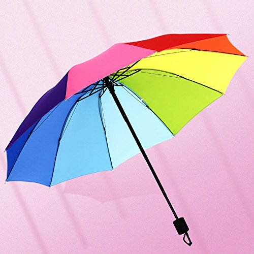 Rosavida Rainbow Folding Umbrella- 10 Ribs- Travel Umbrella Compact Windproof for Women Girls