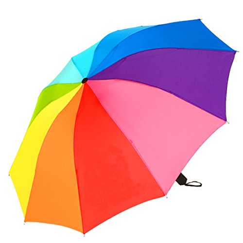 Rosavida Rainbow Folding Umbrella- 10 Ribs- Travel Umbrella Compact Windproof for Women Girls