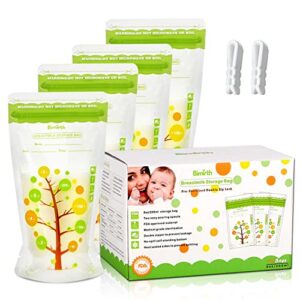 bimirth breastmilk storage bags, 112 count bpa free convenient milk storage bags for breastfeeding, 8oz/235ml, 2 easy pouring spouts & self-standing design