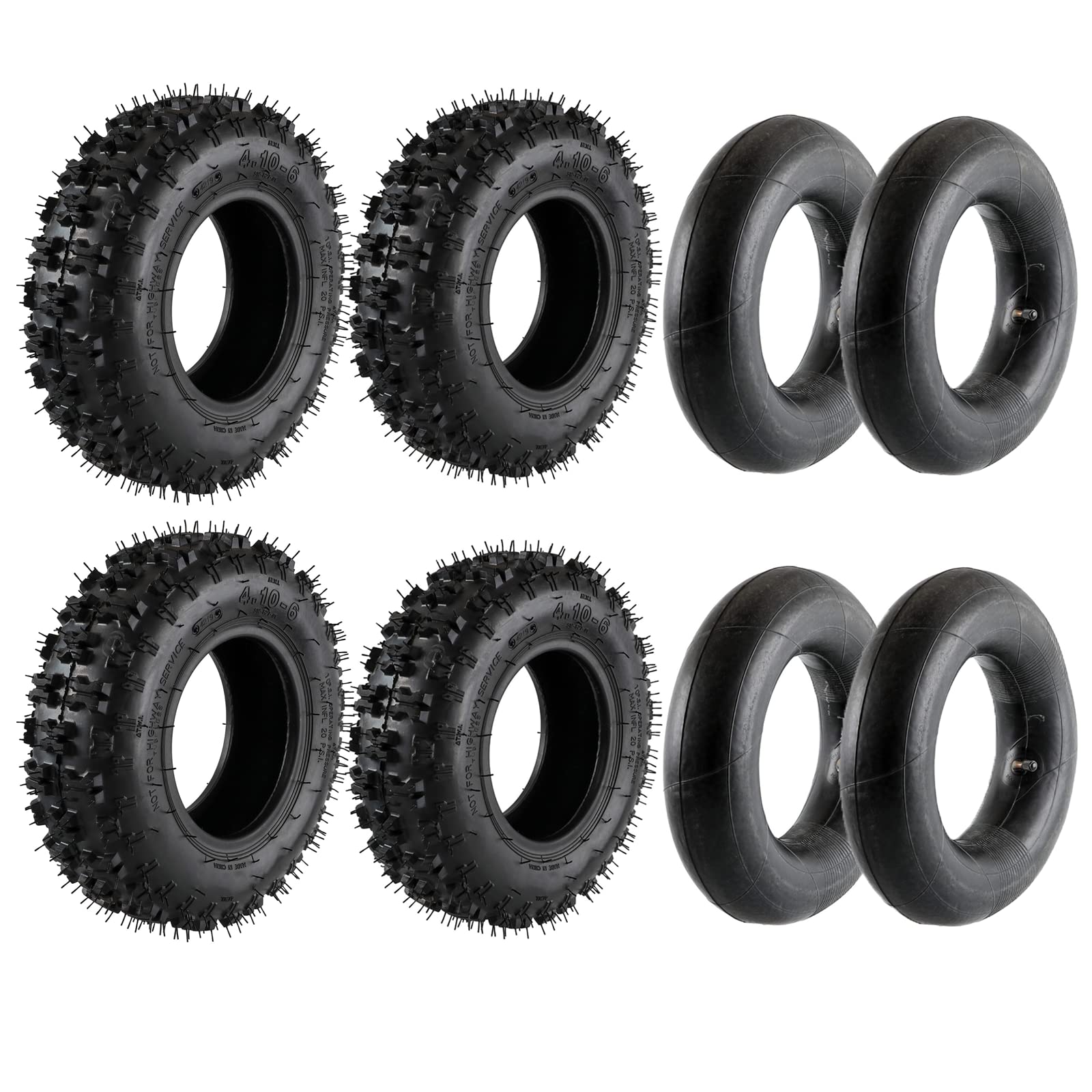 ZXTDR Four 4.10-6" Tire with Inner Tube for Go Kart ATV Scooter Quad 4 Wheelers