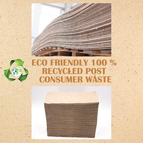 Recycled Unbleached Eco Paper Towels, 1000 Z Multifold Brown Organic 100% Post Consumer Waste