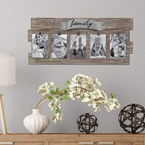 Stonebriar Rustic Wood Collage Picture Frame with Clips and Metal Detail Brown 26" x 11"