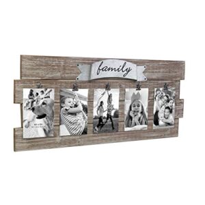 Stonebriar Rustic Wood Collage Picture Frame with Clips and Metal Detail Brown 26" x 11"