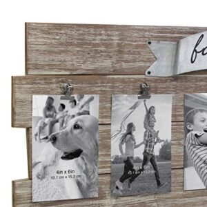 Stonebriar Rustic Wood Collage Picture Frame with Clips and Metal Detail Brown 26" x 11"