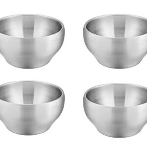 E-far Bowls for Kids Toddlers, 12 Ounce Double-deck 18/10 Stainless Steel Bowls for Baby Children, Healthy & Matte Finish, Insulated & Shatterproof - Set of 4