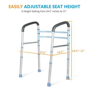 OasisSpace Stand Alone Toilet Safety Rail - Heavy Duty Medical Toilet Safety Frame for Elderly, Handicap and Disabled - Adjustable Bathroom Toilet Handrails Grab Bar, Fit Any Toilet