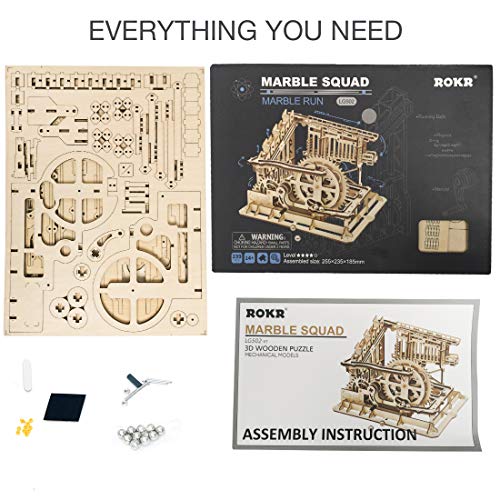 ROKR 3D Wooden Puzzle Mechanical Gears Set DIY Assembly Model Kits Wooden Craft Kits Brain Teaser Games Building Set Best Christmas Birthday Gift for Adults & Kids Age 14+(LG502-Cog Coaster)