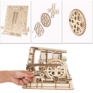 ROKR 3D Wooden Puzzle Mechanical Gears Set DIY Assembly Model Kits Wooden Craft Kits Brain Teaser Games Building Set Best Christmas Birthday Gift for Adults & Kids Age 14+(LG502-Cog Coaster)