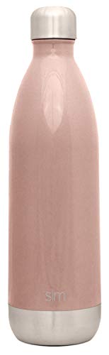 Simple Modern 34 Ounce Wave Water Bottle - Stainless Steel Liter Double Wall Vacuum Insulated Leakproof -Rose Gold