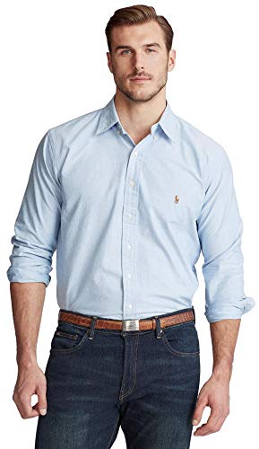 POLO RALPH LAUREN Men's Big and Tall Long Sleeves Classic Fit Oxford Buttondown Shirt (4XLT, BSR Blue)