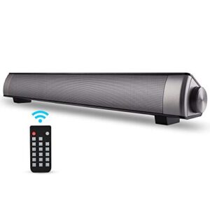 asiyun 2 x 5w mini bluetooth sound bar, wired and wireless home theater audio for cell phone/tablet/projector and support tv with aux/rca output (remote control included)