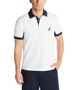 nautica men's classic fit short sleeve performance pique polo shirt, bright white, 3x-large