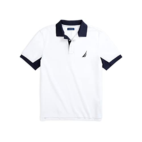 Nautica Men's Classic Fit Short Sleeve Performance Pique Polo Shirt, Bright White, 3X-Large