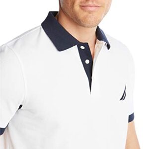 Nautica Men's Classic Fit Short Sleeve Performance Pique Polo Shirt, Bright White, 3X-Large