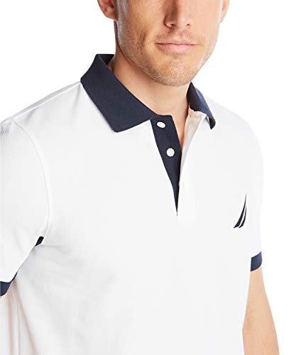 Nautica Men's Classic Fit Short Sleeve Performance Pique Polo Shirt, Bright White, 3X-Large