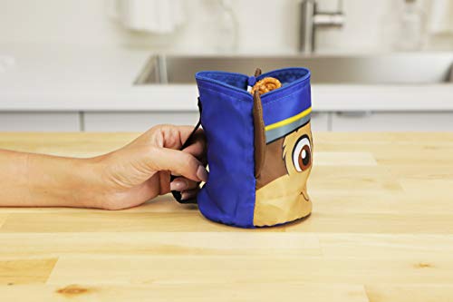 Paw Patrol Chase Reusable Kid Snack Bag/Kid Sandwich Bag 2 Pack. Washable, Food Safe, BPA-Free, Dishwasher-Safe, Zipper Closure. Includes 1 Sandwich & 1 Snack Bag. Snack Bag Stands up with Handle