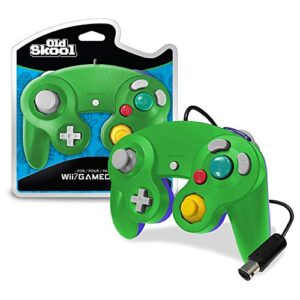 old skool gamecube/wii compatible controller - green/blue special edition