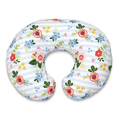 Boppy Nursing Pillow Original Support, Blue Pink Posy, Ergonomic Nursing Essentials for Bottle and Breastfeeding, Firm Hypoallergenic Fiber Fill, with Removable Nursing Pillow Cover, Machine Washable