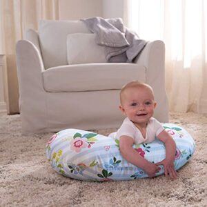 Boppy Nursing Pillow Original Support, Blue Pink Posy, Ergonomic Nursing Essentials for Bottle and Breastfeeding, Firm Hypoallergenic Fiber Fill, with Removable Nursing Pillow Cover, Machine Washable