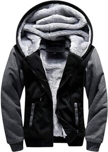 little beauty hoodies for men zip up sweashirts fleece sherpa lined winter wool heavyweight jacket