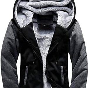 Little Beauty Hoodies for Men Zip Up Sweashirts Fleece Sherpa Lined Winter Wool Heavyweight Jacket