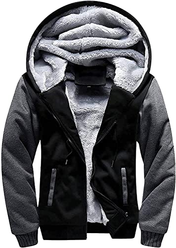 Little Beauty Hoodies for Men Zip Up Sweashirts Fleece Sherpa Lined Winter Wool Heavyweight Jacket