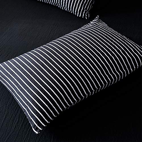 LAMEJOR Duvet Cover Sets Queen Size Striped Pattern Reversible Luxury Soft Bedding Set Comforter Cover (1 Duvet Cover+2 Pillowcases) Black/White