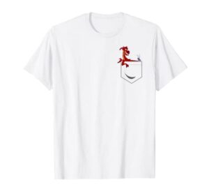 disney mulan mushu left chest pocket graphic t-shirt t-shirt