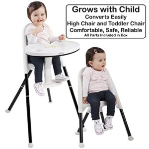 Primo Cozy Tot Deluxe Convertible Folding High Chair & Toddler Chair - Black, Black/White , 14x18x23.6 Inch (Pack of 1)