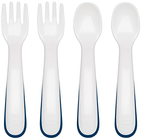 OXO Tot Plastic Fork & Spoon Multipack - Navy , 4 Piece Set