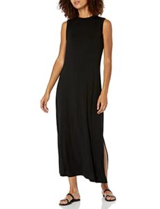 amazon essentials women's jersey sleeveless mock neck maxi dress (previously daily ritual), black, x-small