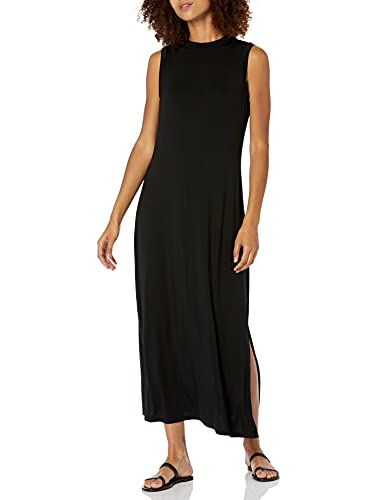 Amazon Essentials Women's Jersey Sleeveless Mock Neck Maxi Dress (Previously Daily Ritual), Black, X-Small