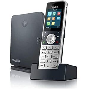 yealink w53p cordless dect ip phone and base station, 1.8-inch color display. 10/100 ethernet, 802.3af poe, power adapter included