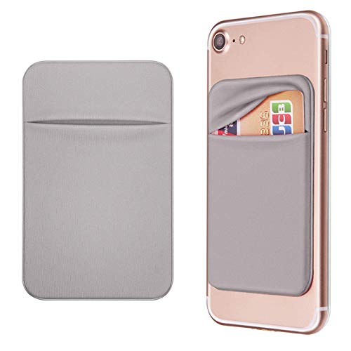 OBVIS Cell Phone Pocket Self Adhesive Card Holder Stick On Wallet Sleeve with RFID Card ID Credit Card ATM Card Holder for iPhone Android 2 Pack Gray